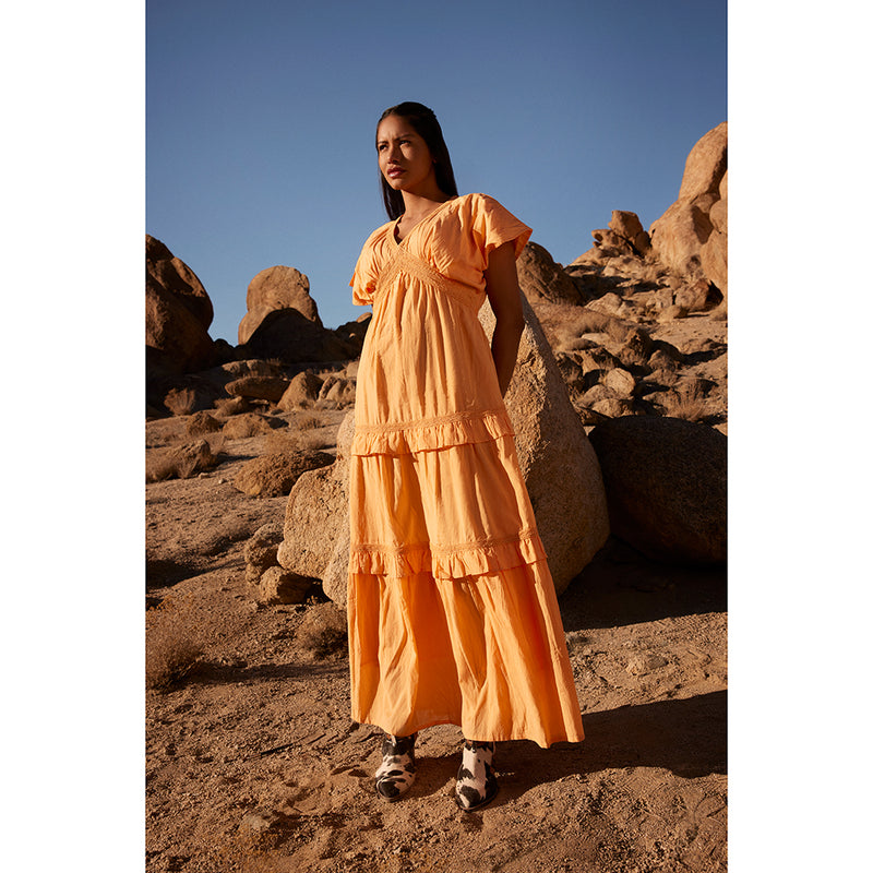 Bohera Miralee Golden Tiered Maxi Dress – Myra Bags
