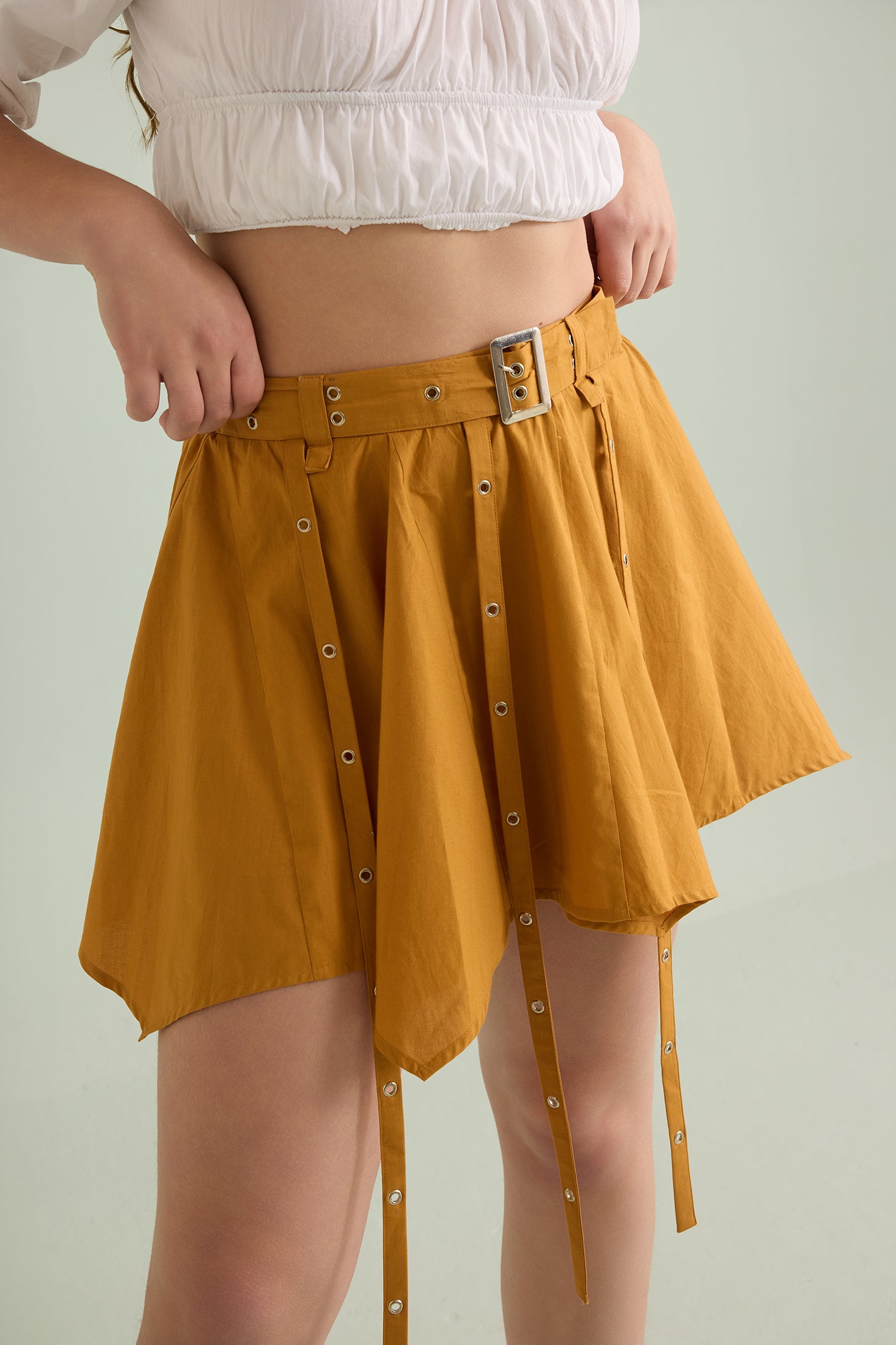 Marlee Patty Accented Skirt In Mustard - Channel your inner adventerous ...
