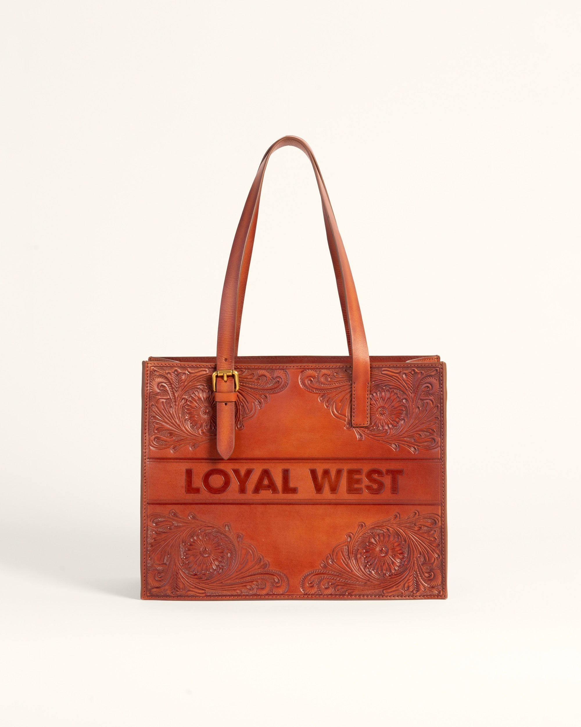 Loyal West Mivva Handtooled Medium Bag - Soft Walnut Leather – Myra USA