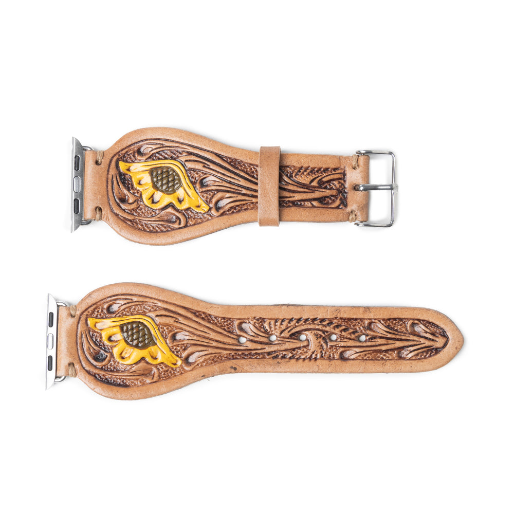 Lone Star Handtooled Leather Watch Band in Antique Tan - Let Your ...