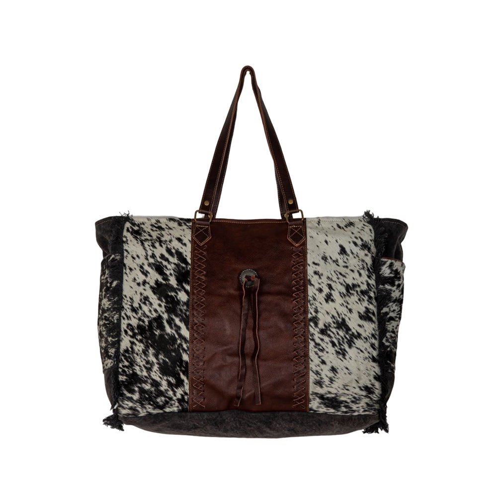 Myra Rosalinda Cross Stitched Hairon Leather Weekender Bag - Spacious ...